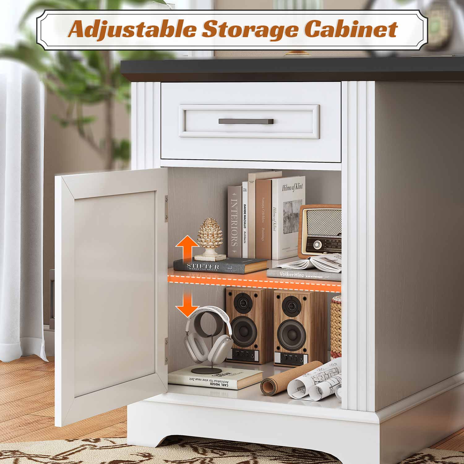 SEDETA 69 Inch Executive L Shaped Desk with Drawers and Storage Cabine