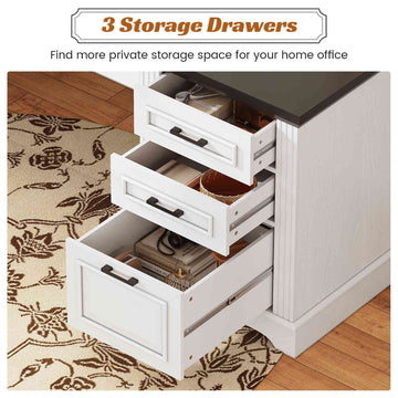 SEDETA 55 Inch Executive Desk Classical American Style Computer Desk w