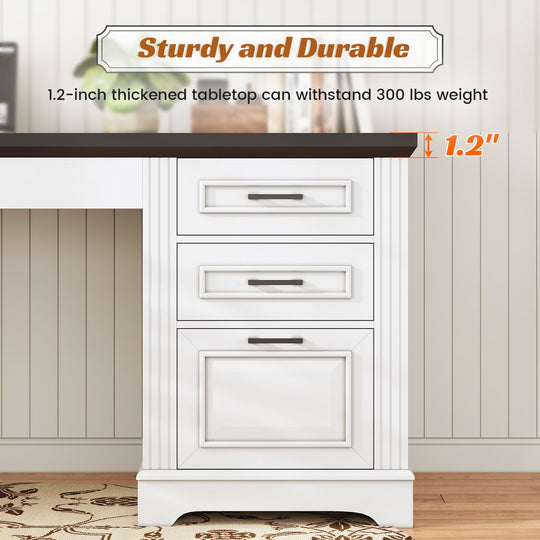 SEDETA 55 Inch Executive Desk Classical American Style Computer Desk w