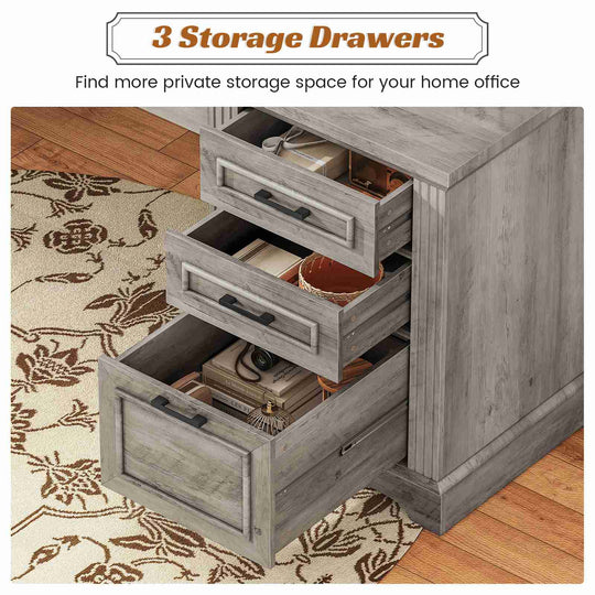 SEDETA 55 Inch Executive Desk Classical American Style Computer Desk w