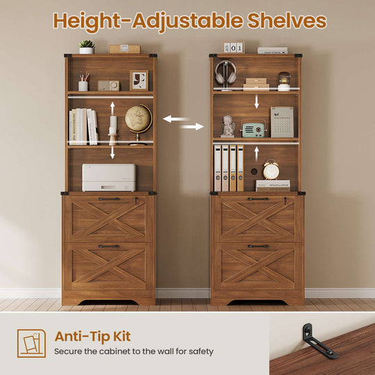 SEDETA | 2 Drawer Wood Filing Cabinet with Lock and Hanging File Folde