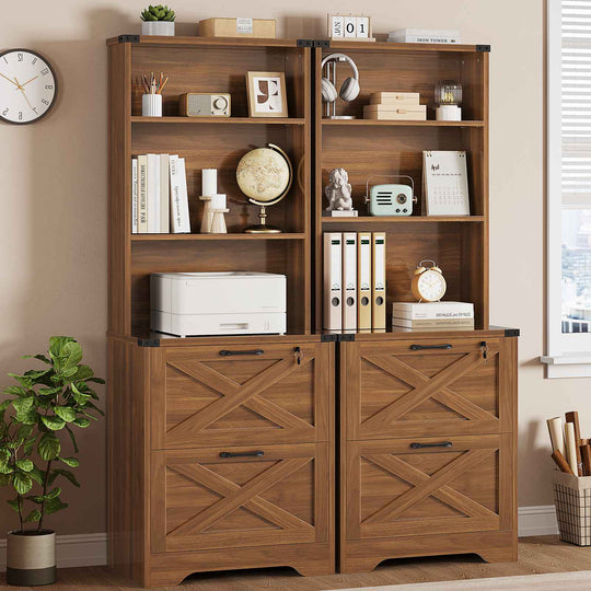 SEDETA | 2 Drawer Wood Filing Cabinet with Lock and Hanging File Folde