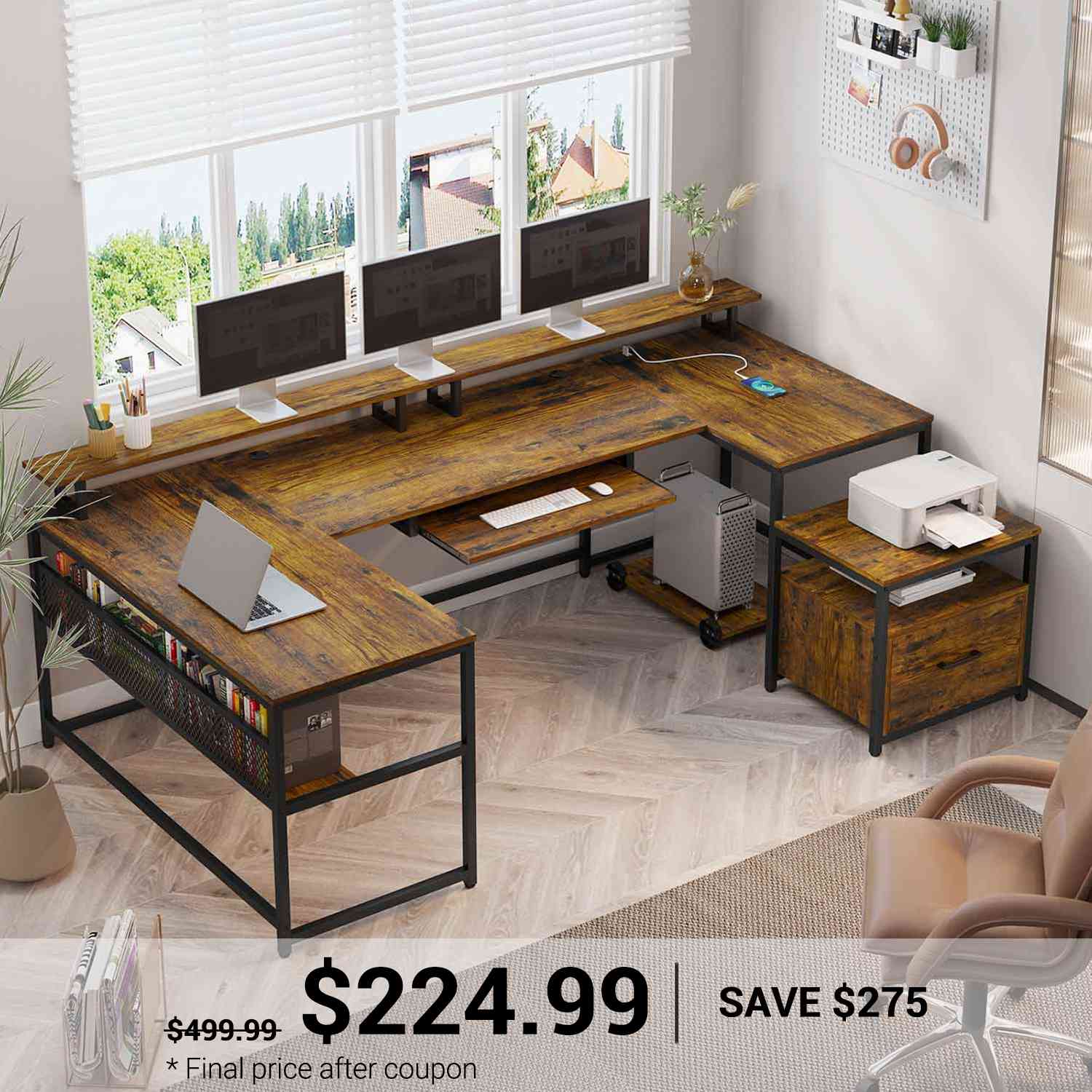 U shaped home office desk store