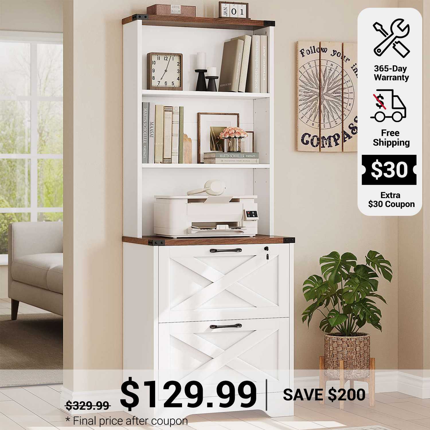 SEDETA 2 Drawer File Cabinet with Lock Wood Filing Cabinet with Adjust